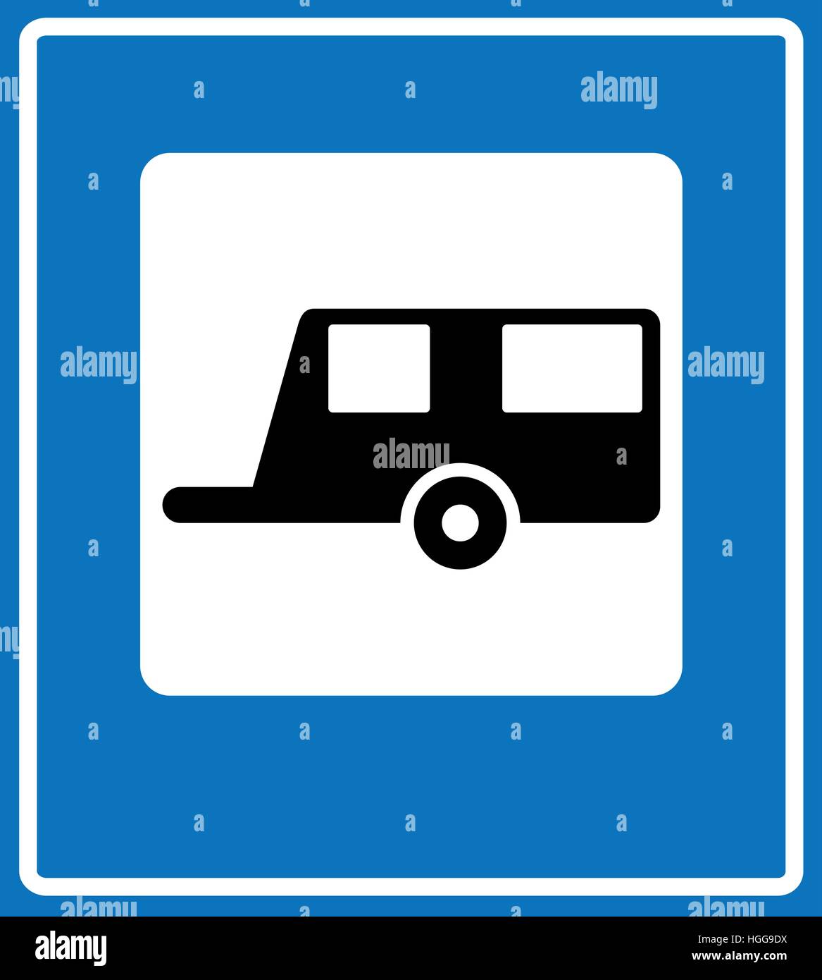 Vector road blue camping sign hi-res stock photography and images - Alamy