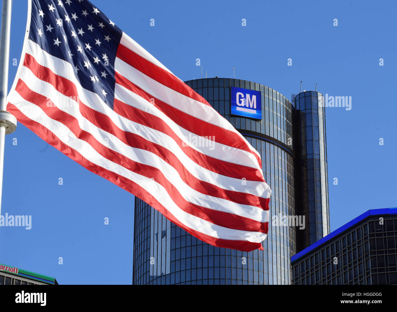 Detroit, US. 8th Jan, 2017. View of the headquarters of US-American ...