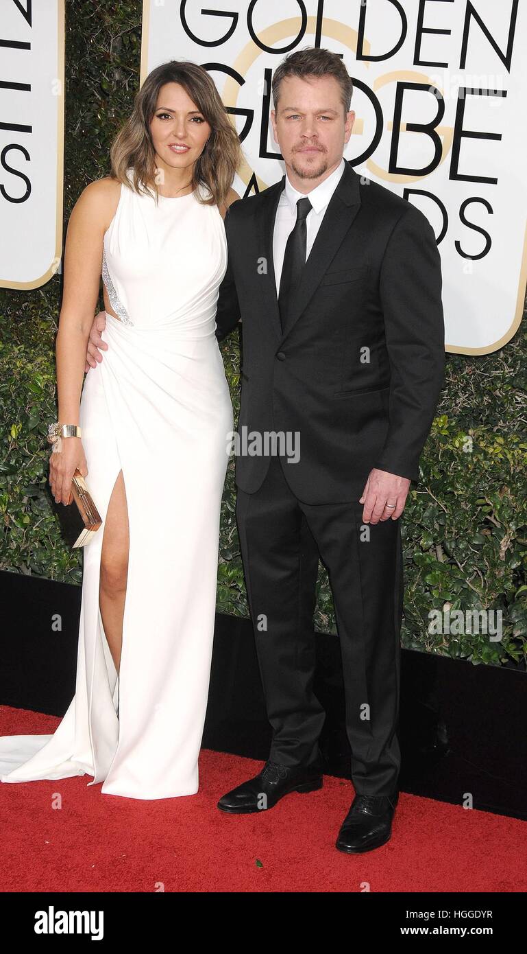 Beverly Hills, CA. 8th Jan, 2017. Matt Damon, Luciana Barraso at ...