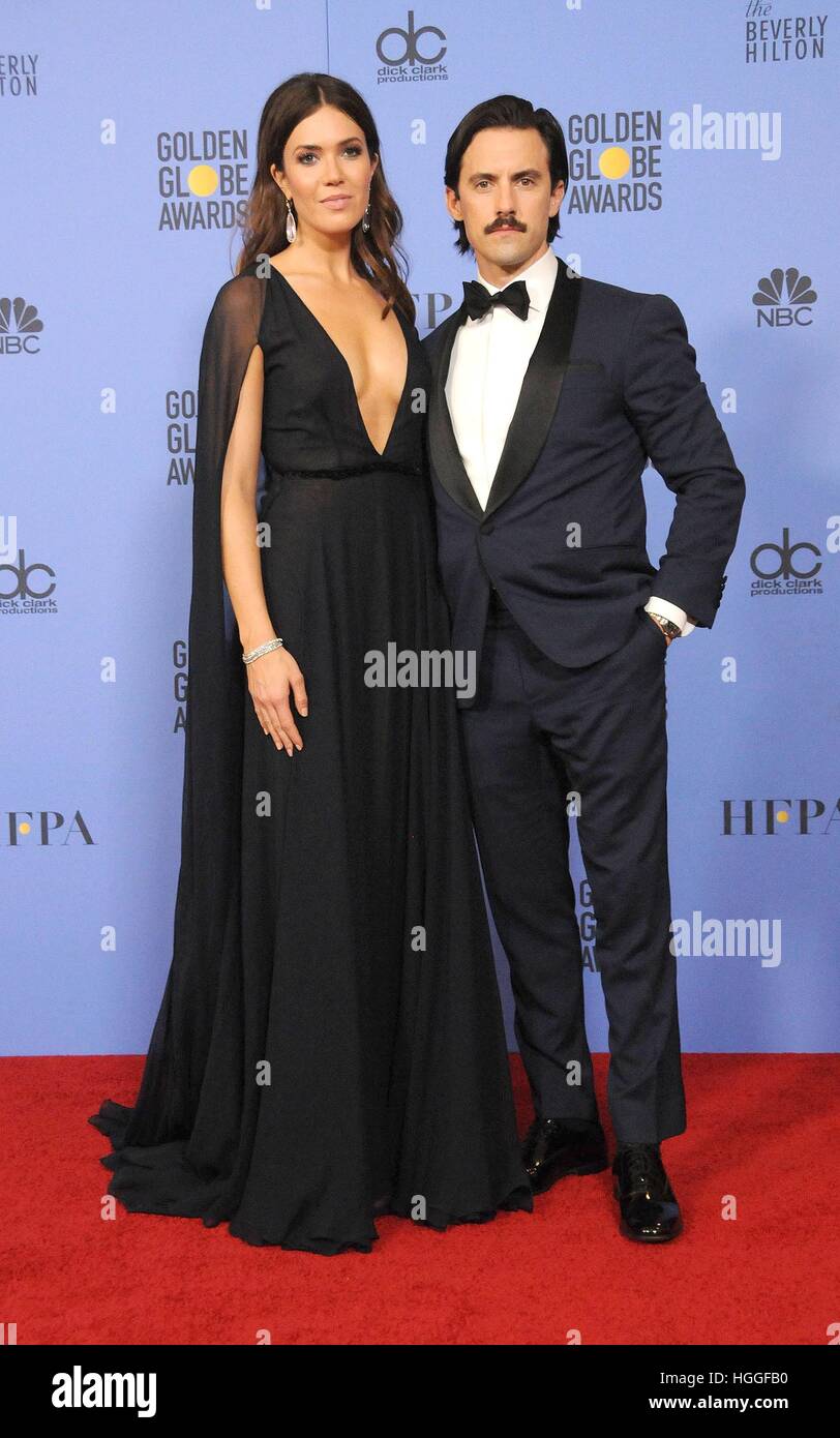 Beverly Hills, CA. 8th Jan, 2017. Mandy Moore, Milo Ventimiglia in the ...