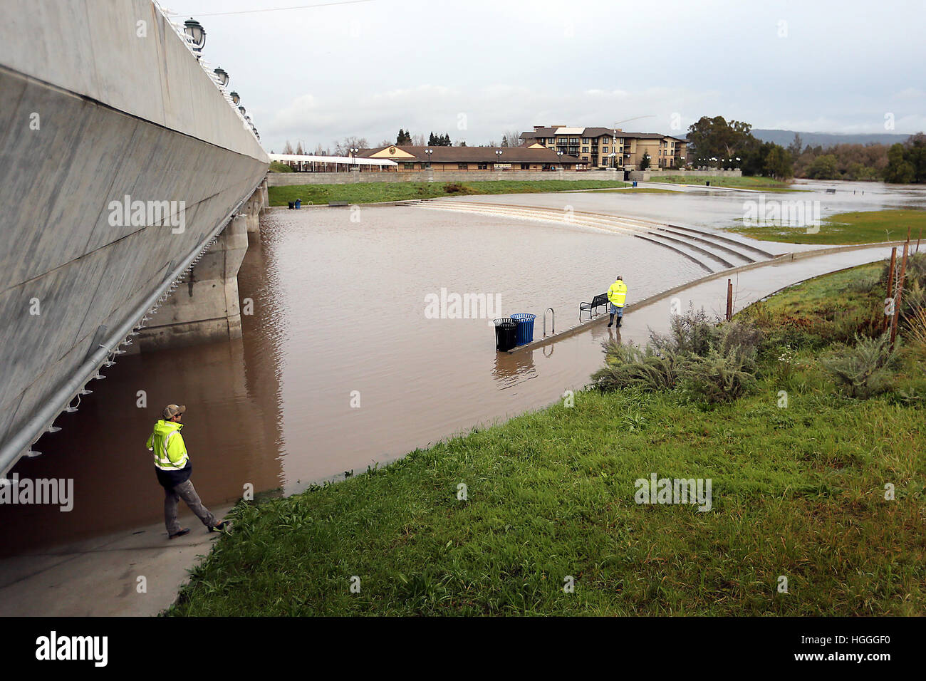Napa, CA, USA. 9th Jan, 2017. The amphitheater at the Oxbow Commons is ...