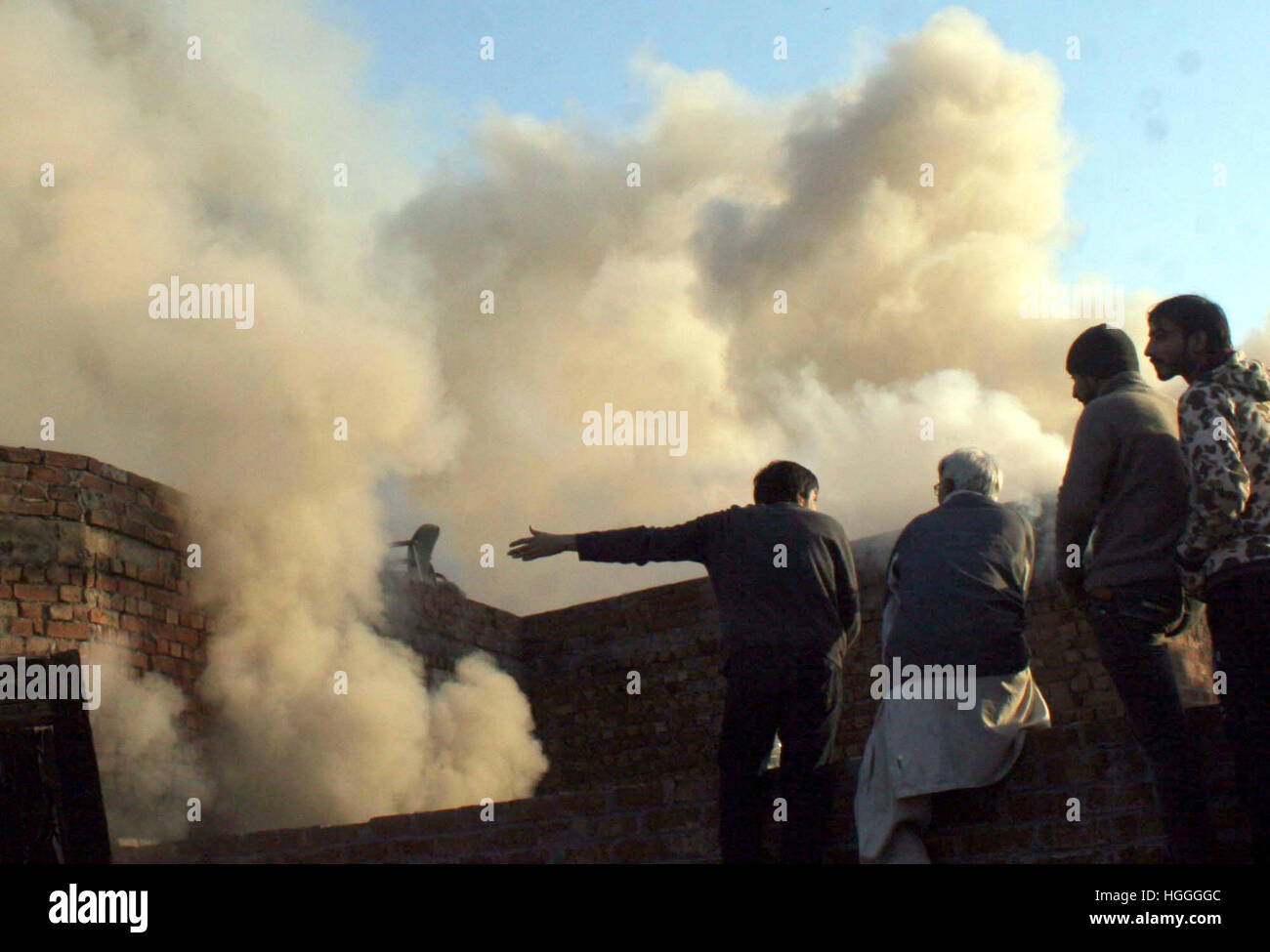Views after fire eruption at a factory building after fire broken out ...