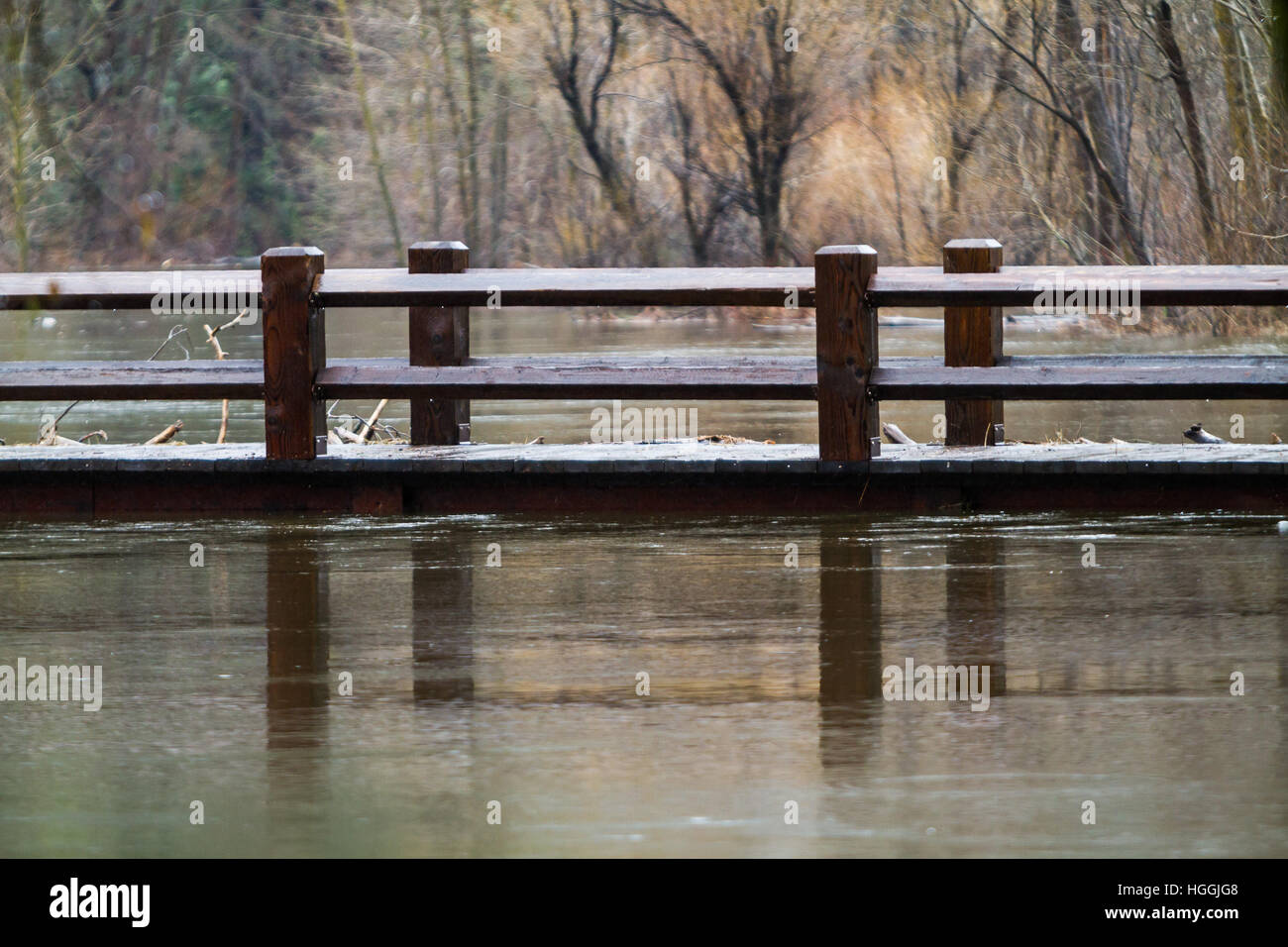 California, USA. 9th Jan 2017. The Merced River crested overnight ...