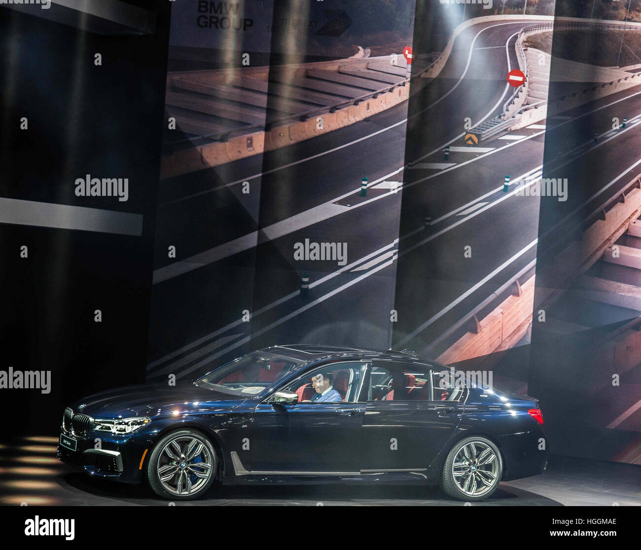Detroit, USA. 9th Jan, 2017. DR IAN ROBERTSON of BMW displays the M760I ...