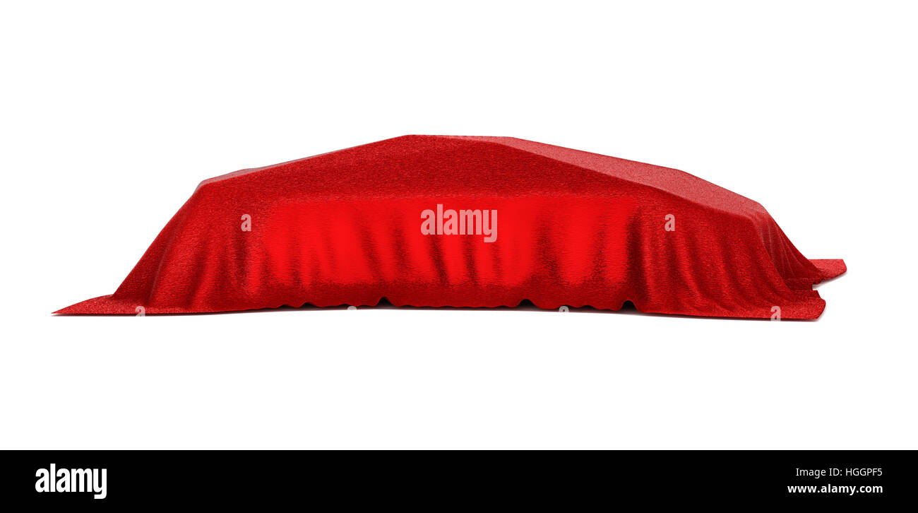 Car covered with red velvet. Isolated Stock Photo - Alamy