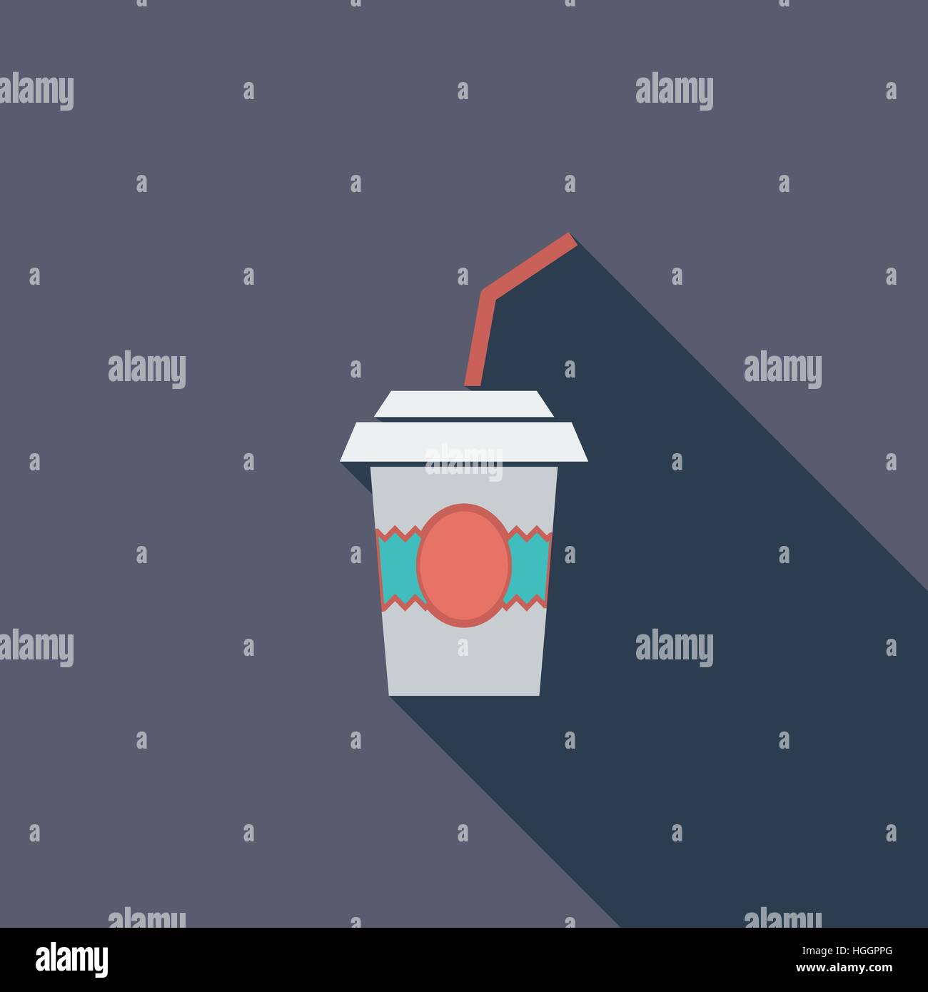Paper fast food cup icon. Flat vector related icon with long shadow for ...
