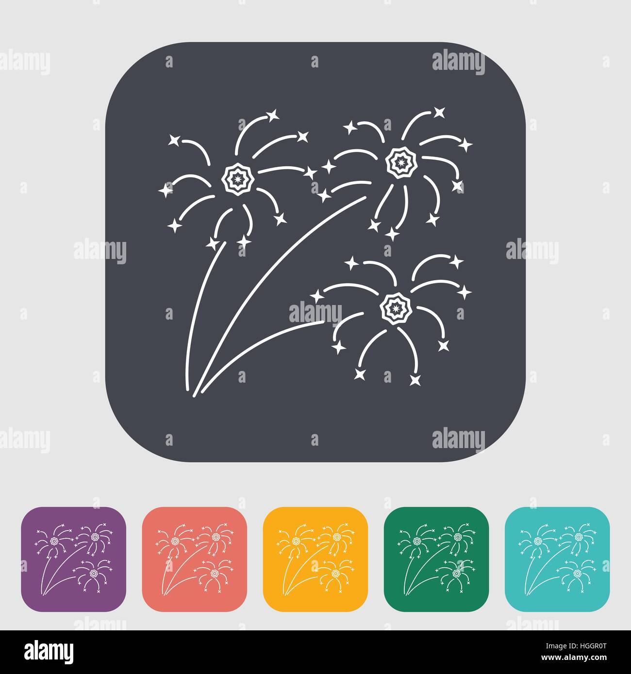 Firework. Single flat icon on the button. Vector illustration Stock ...