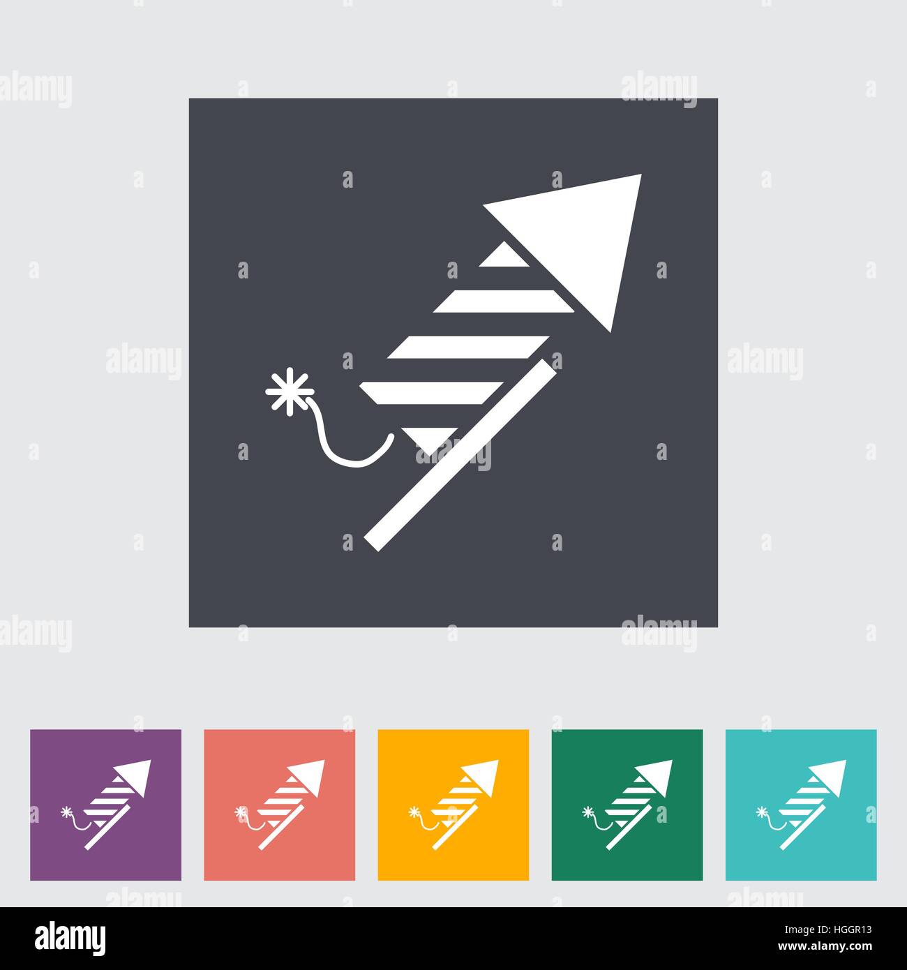 Firework. Single flat icon on the button. Vector illustration Stock ...