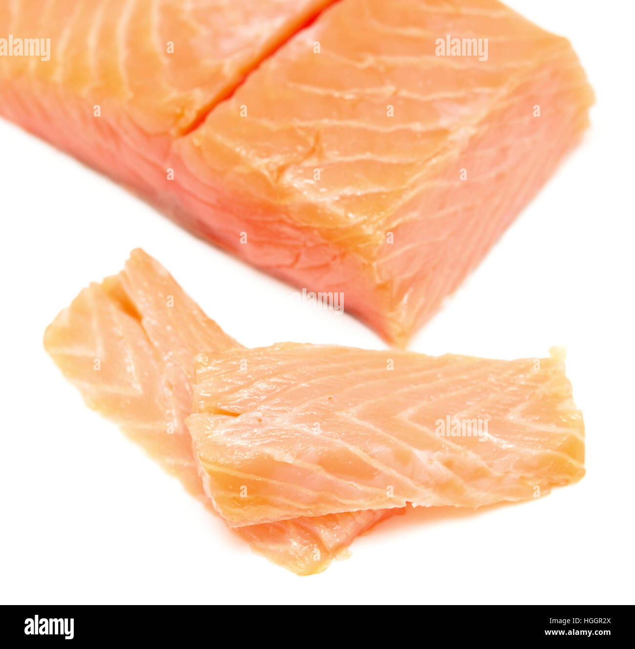 piece of red fish fillet isolated on white Stock Photo - Alamy