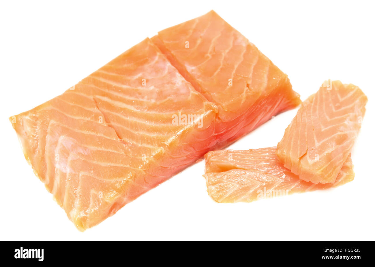 piece of red fish fillet isolated on white Stock Photo - Alamy