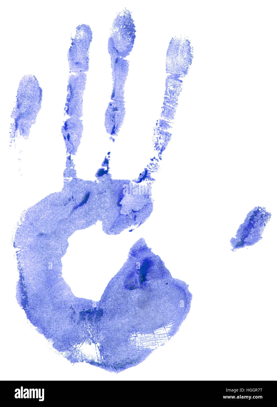 blue hand print on a white Stock Photo - Alamy