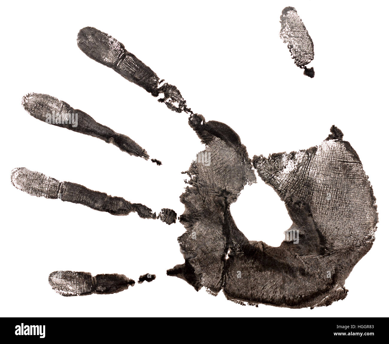 black hand print on a white Stock Photo - Alamy