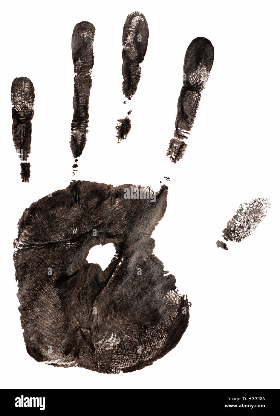black hand print on a white Stock Photo - Alamy