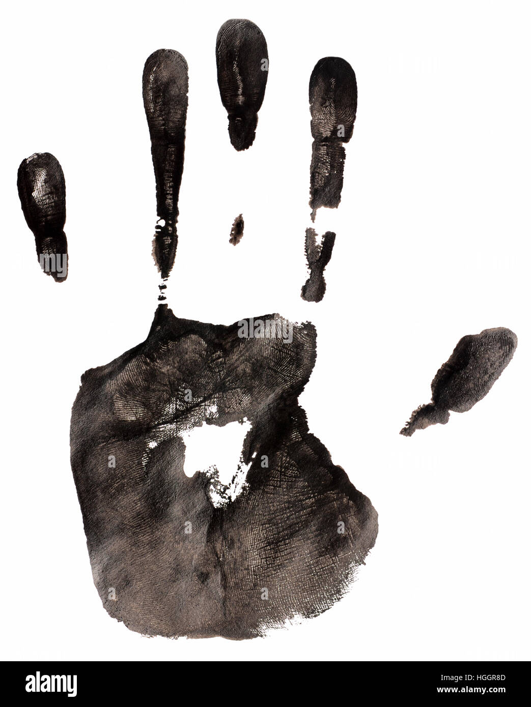 black hand print on a white Stock Photo - Alamy