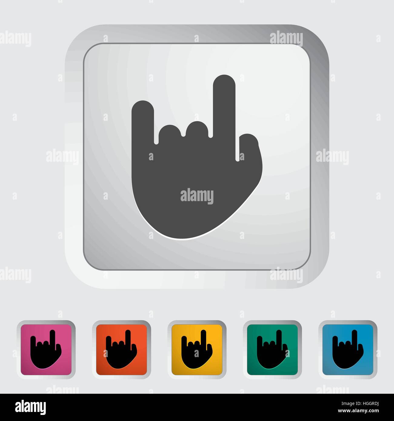 Rock and roll sign. Single flat icon on the button. Vector illustration ...
