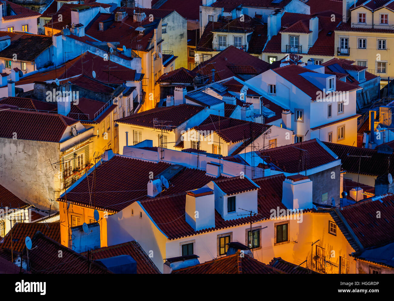 Portugal, Lisbon, Miradouro das Portas do Sol, View of the Alfama ...