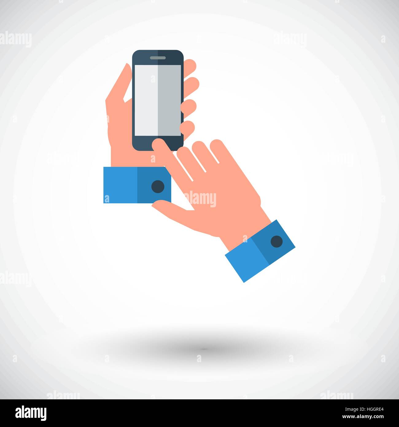Hands holding Mobile phone. Single flat icon on white background ...