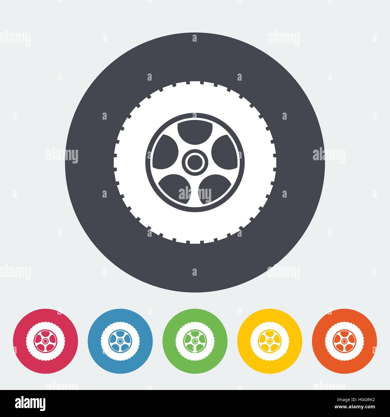 Car wheel. Single flat icon on the circle. Vector illustration Stock ...