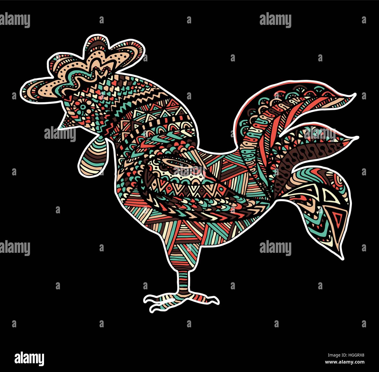 Hand drawn sketch in the shape of a rooster Stock Vector Image & Art ...