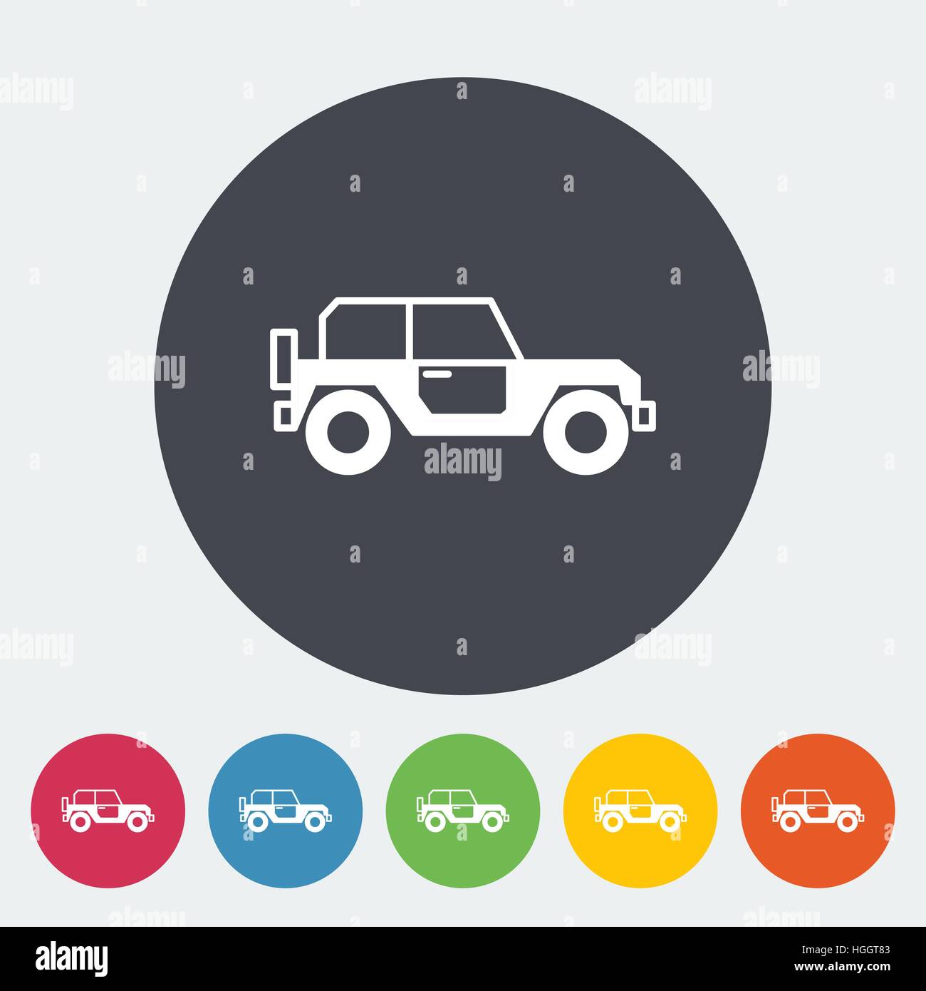 Offroad car. Single flat icon on the circle button. Vector illustration ...