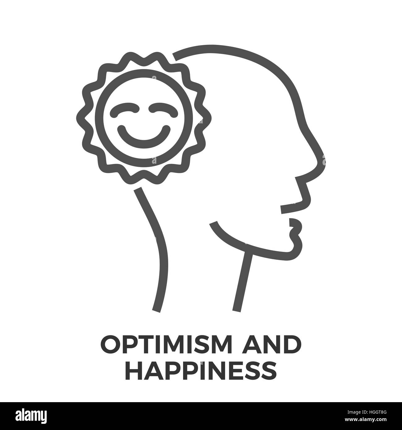 Optimism and Happiness Thin Line Vector Icon Isolated on the White ...