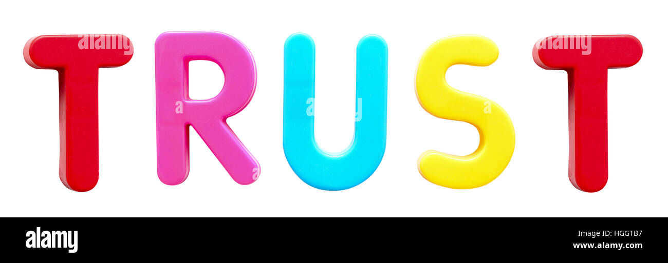 colorful TRUST isolated on white Stock Photo - Alamy