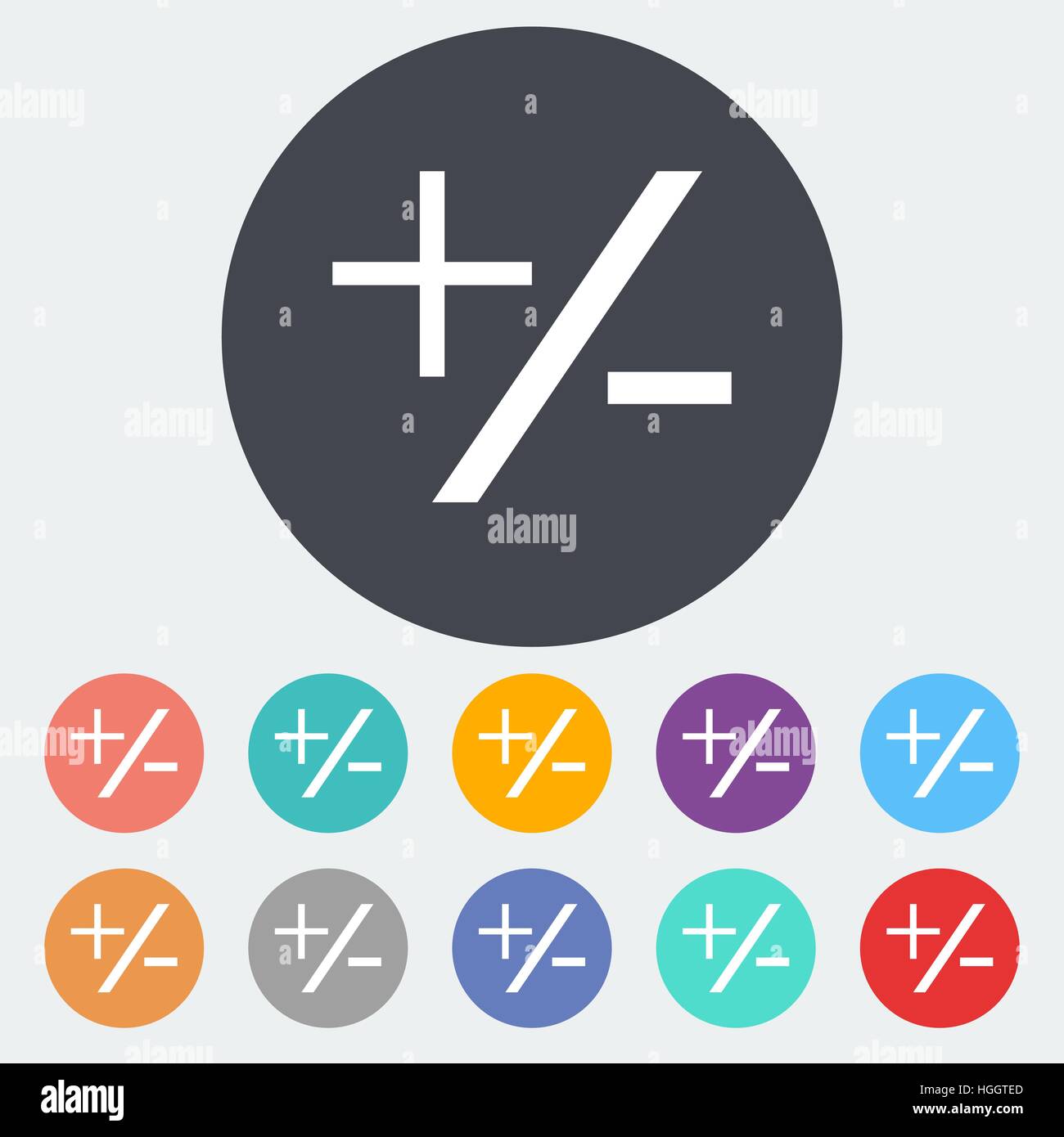 Plus minus. Single flat icon on the circle. Vector illustration Stock ...