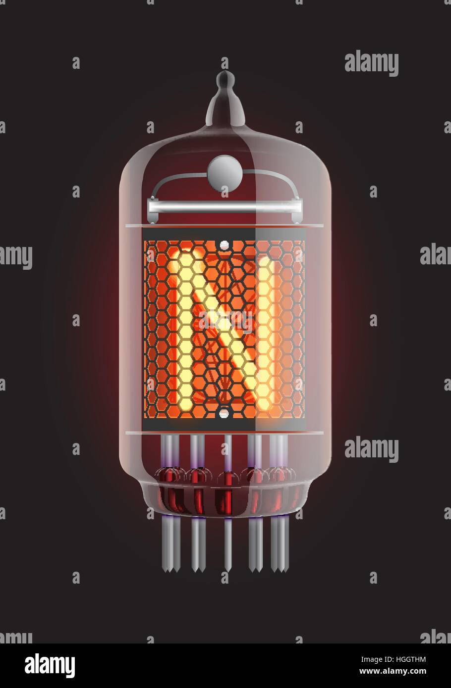 Nixie tube indicator. Letter "N" from retro, Transparency guaranteed ...