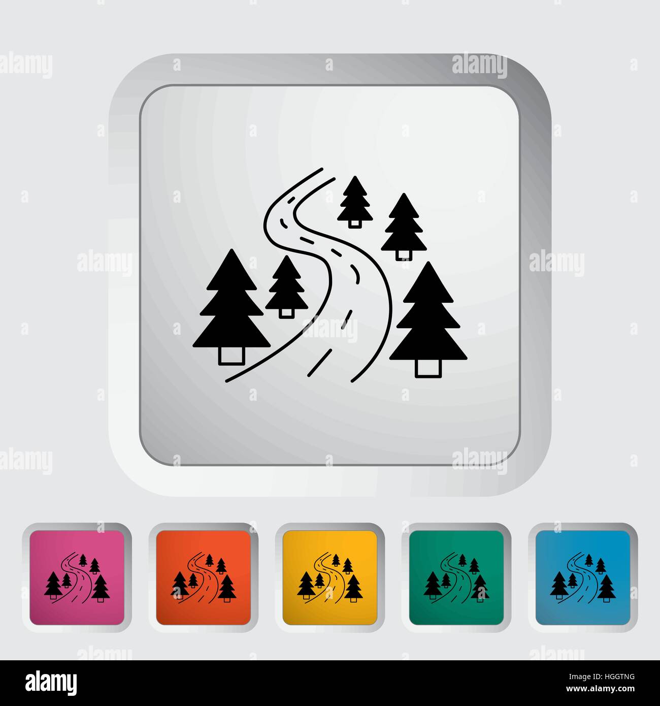 Road. Single flat icon on the button. Vector illustration Stock Vector ...