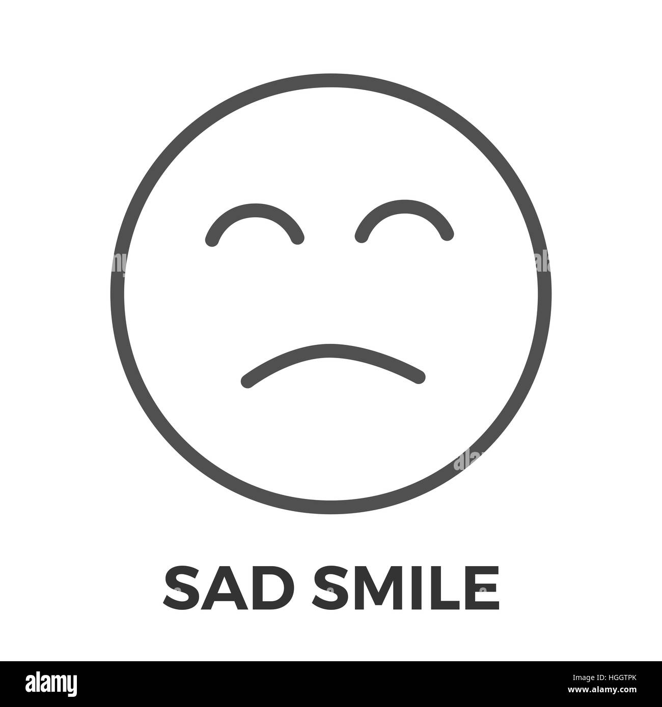 Sad Smile Thin Line Vector Icon Isolated on the White Background Stock ...