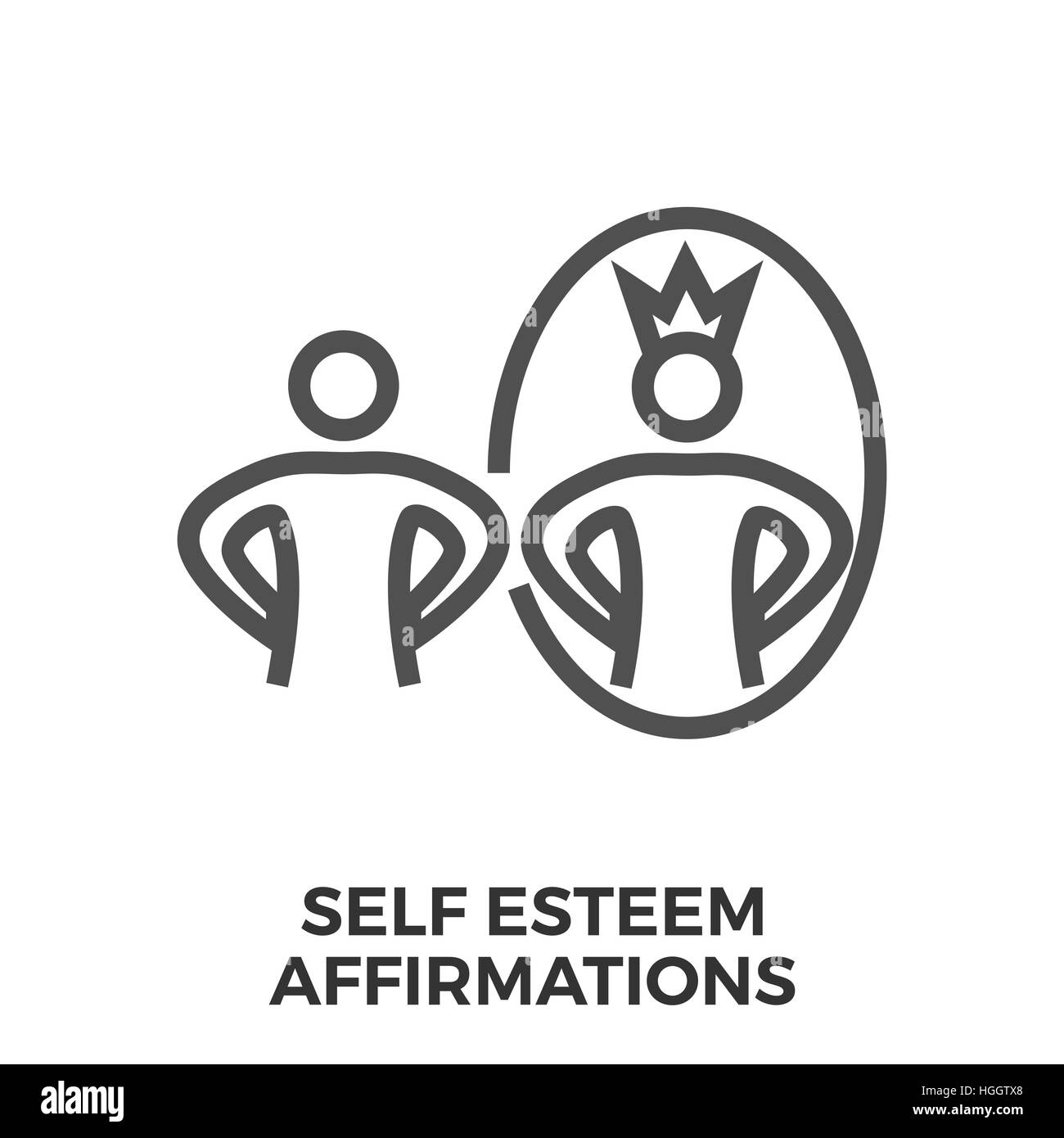Self Esteem Affirmations Thin Line Vector Icon Isolated on the White ...