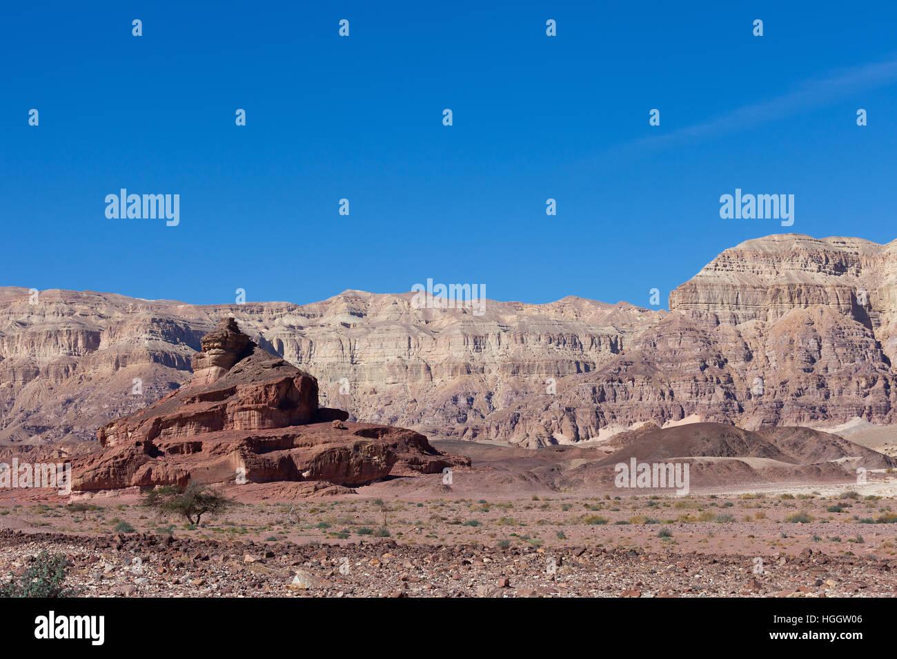 Timna park - Mount Screw with desert mountains and blue sky in the ...