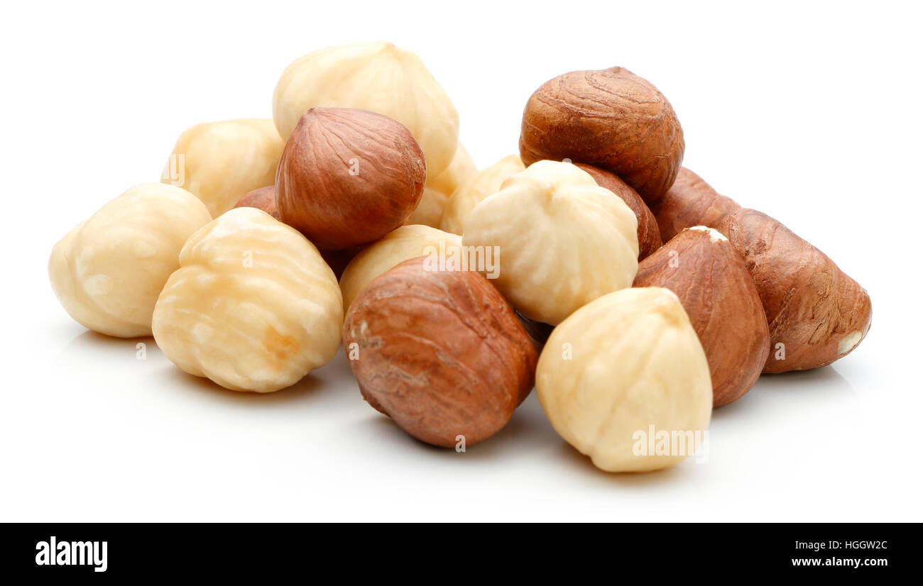 Heap of Hazelnut isolated on white background Stock Photo - Alamy
