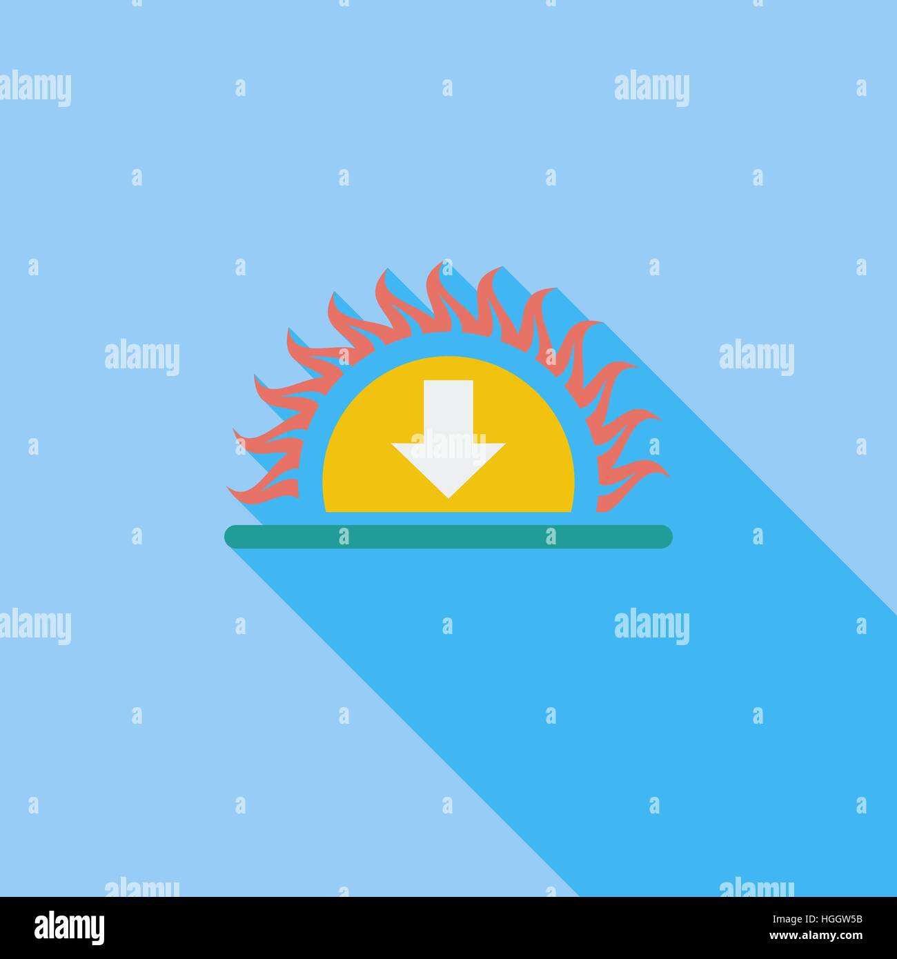 Sunset icon. Flat vector related icon with long shadow for web and ...