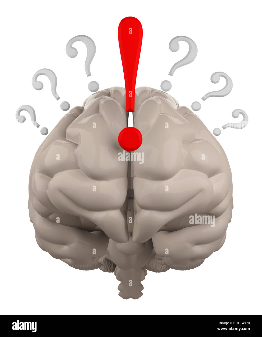 brain with question mark and Exclamation point 3d rendering Stock Photo ...