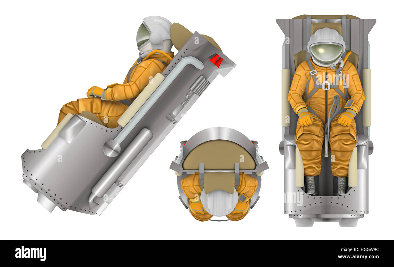 astronaut with chair isolated on white. 3d rendering Stock Photo - Alamy