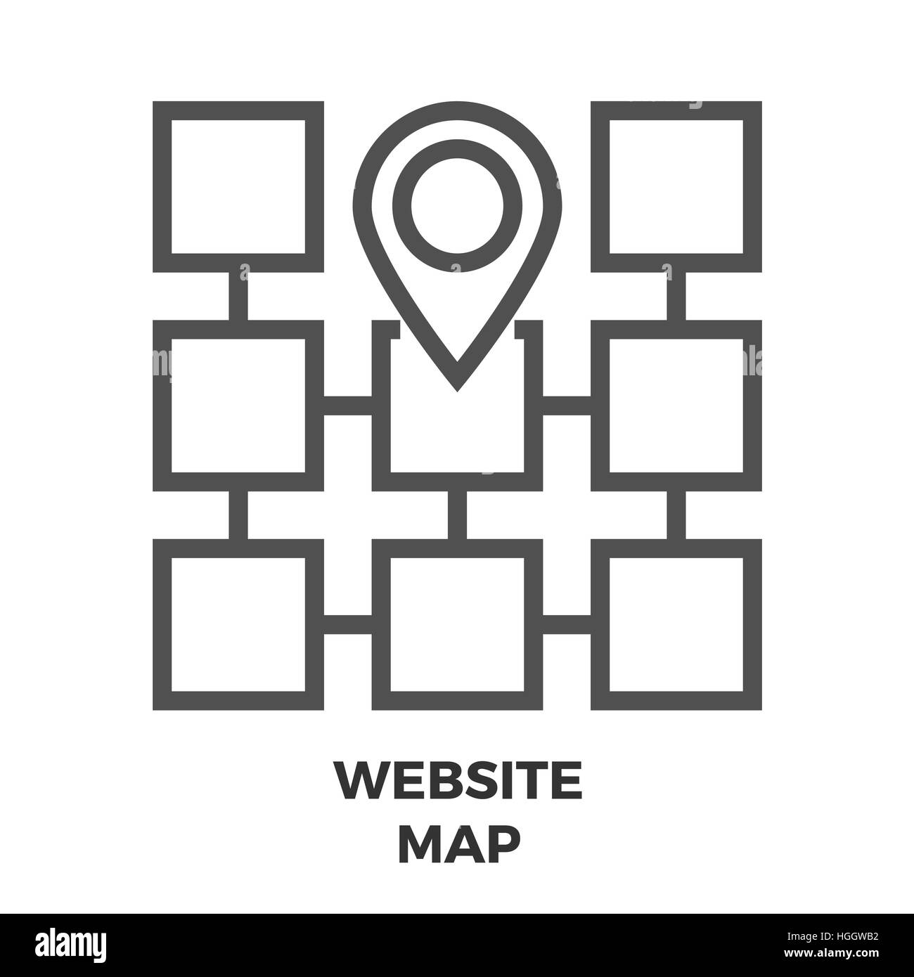 Website Map Thin Line Vector Icon Isolated on the White Background ...