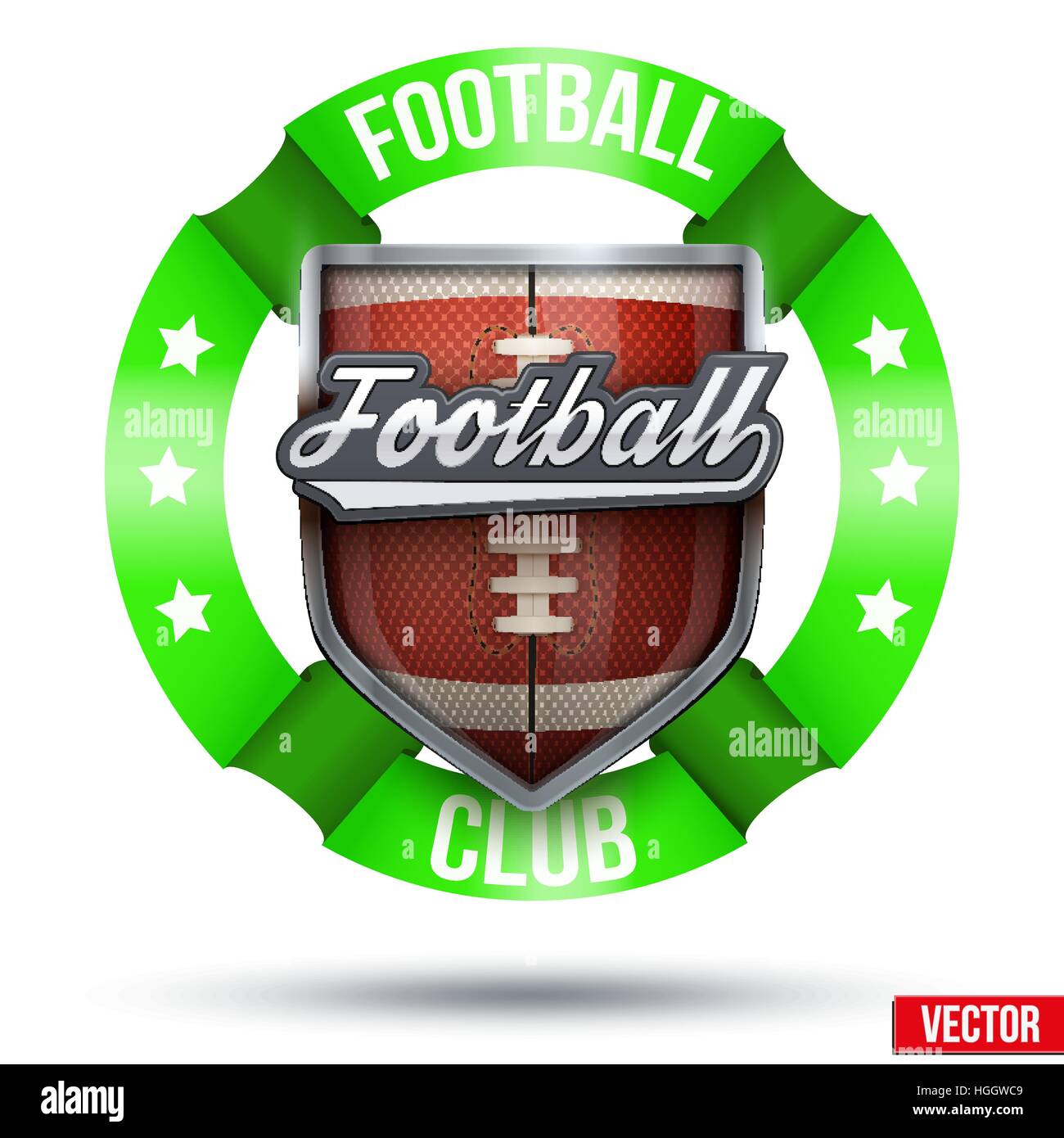 American Football Label. Ball and shield with ribbons. Sporting Symbol ...