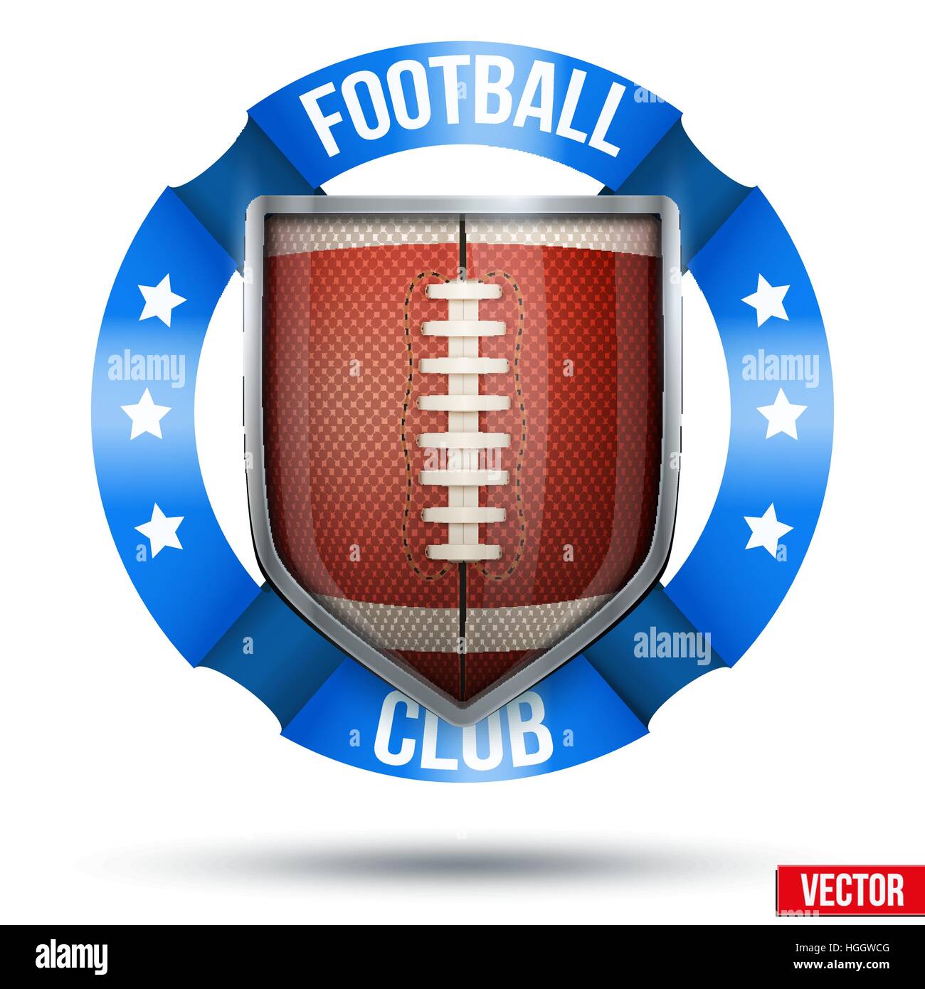 American Football Label. Ball and shield with ribbons. Sporting Symbol ...