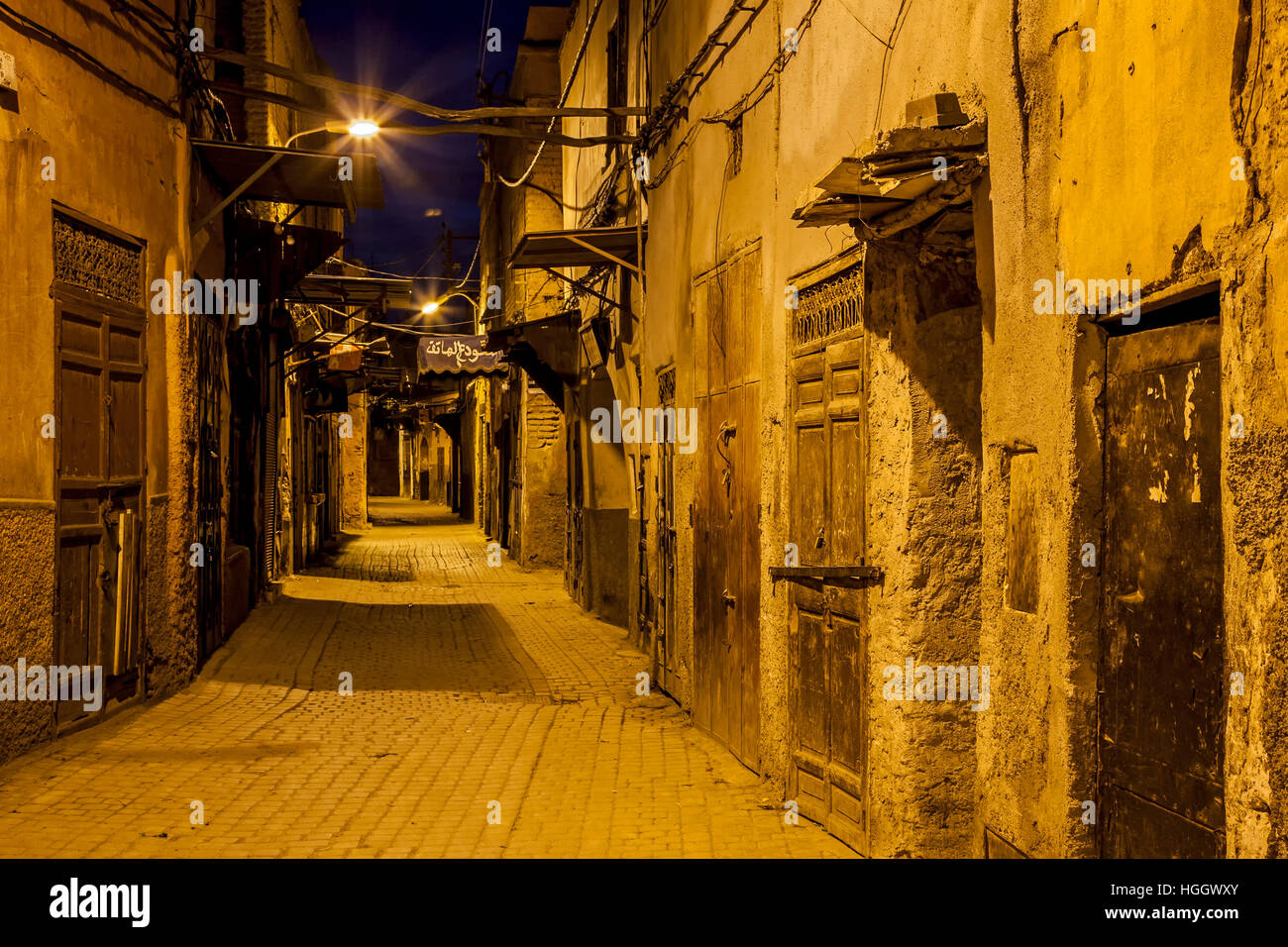 Empty alley at night, Marrakech, Morocco Stock Photo - Alamy