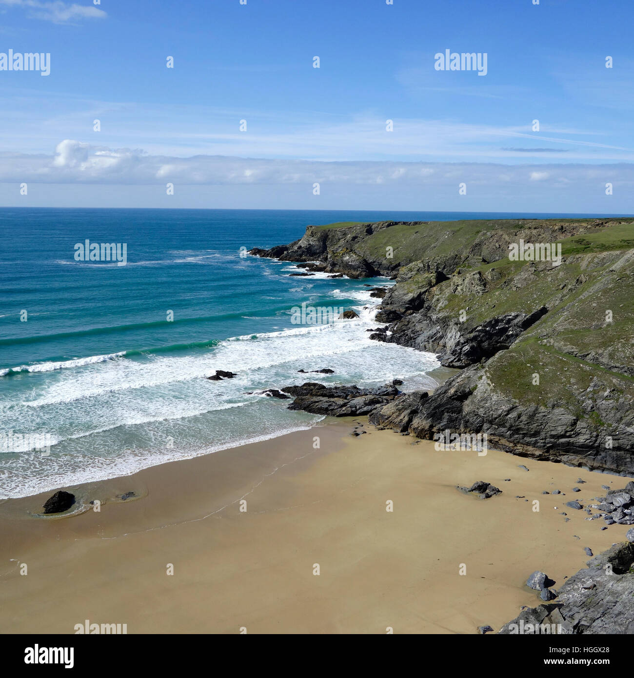 Pentire Steps Beach, Nr Bedruthan Steps, North Cornwall, England, UK ...