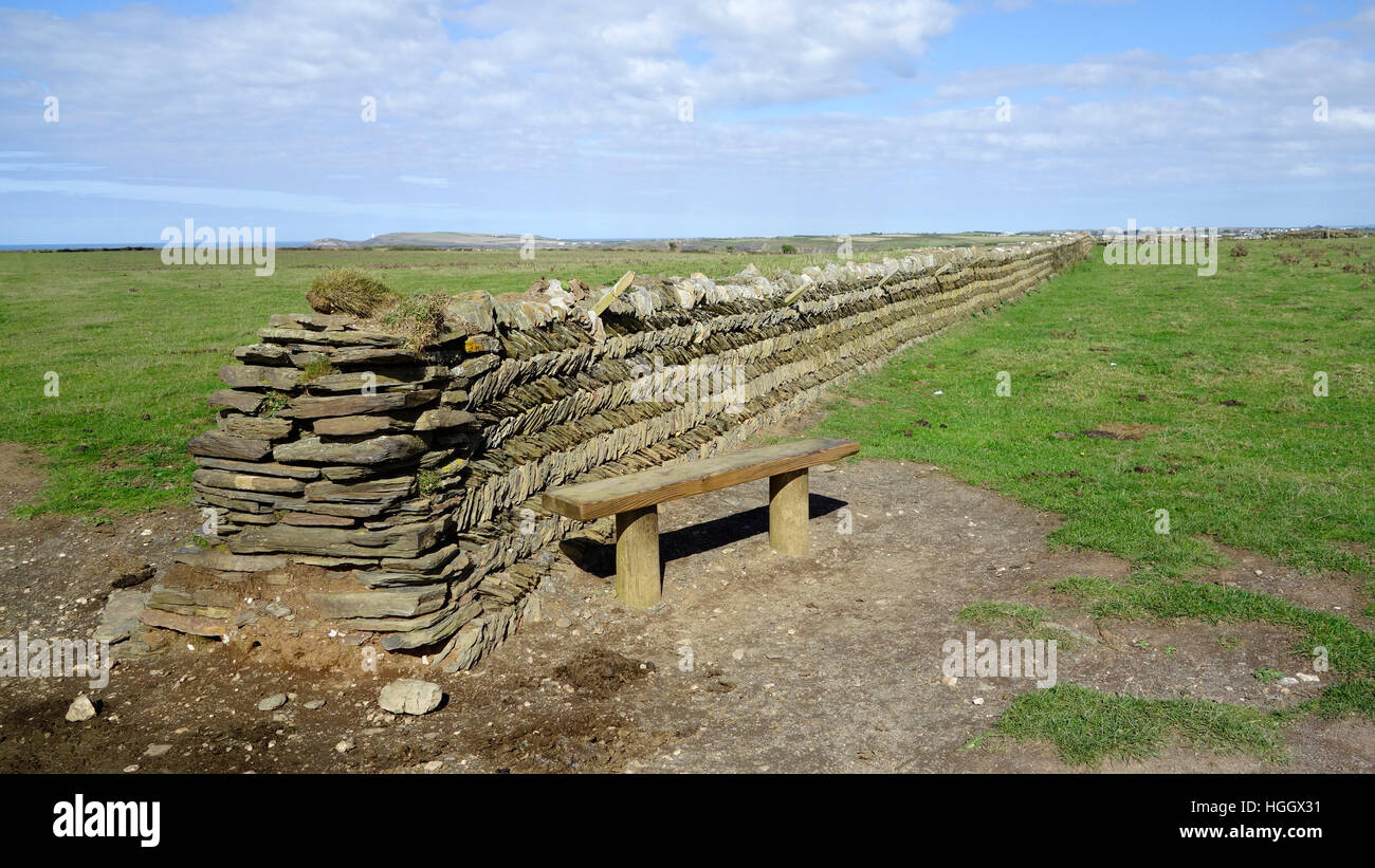 Cornish Herringbone Hedge ( type of dry stone wall ), North Cornwall ...