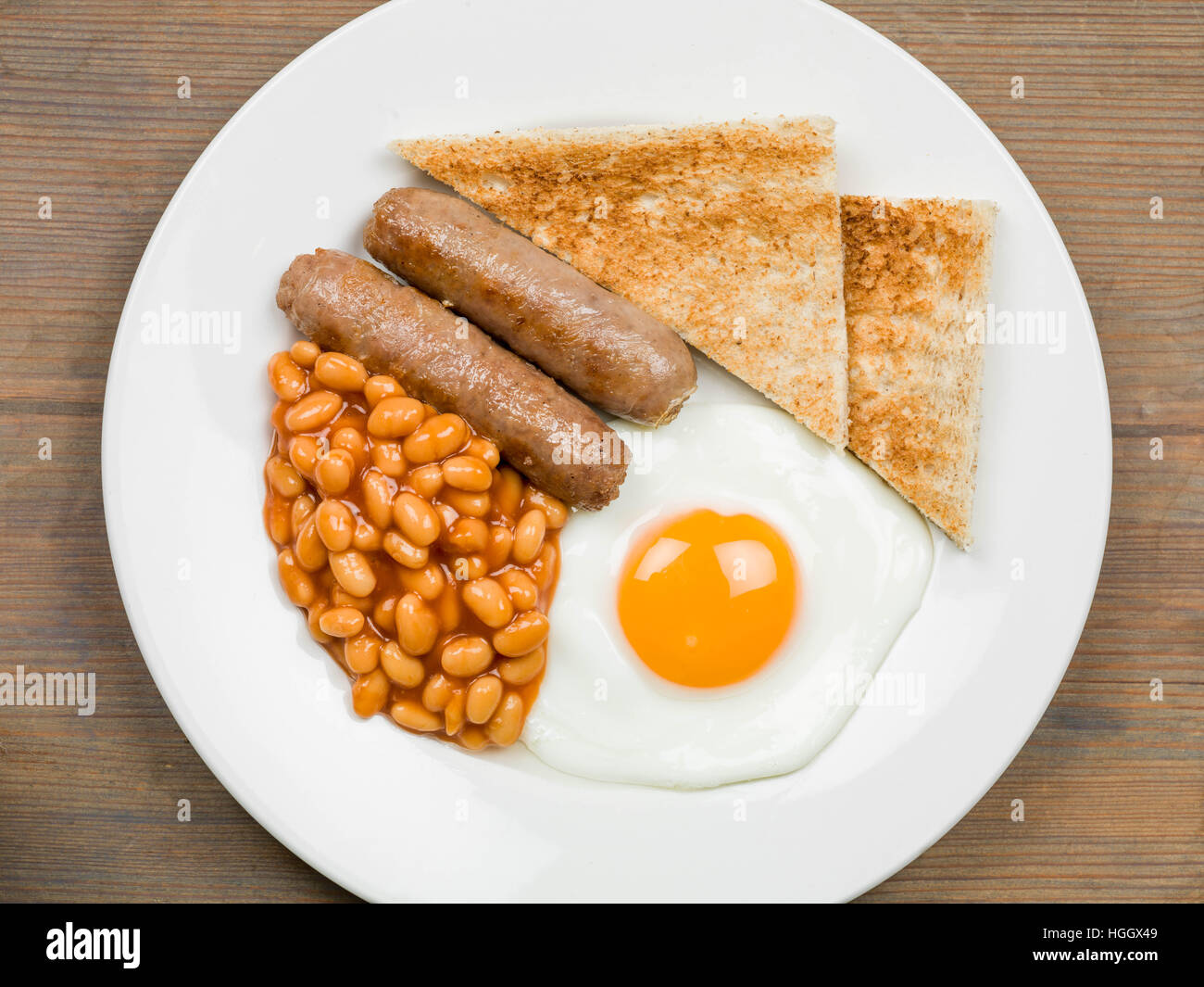 Freshly Cooked Authentic Fried English Breakfast Of Two Pork Sausages ...