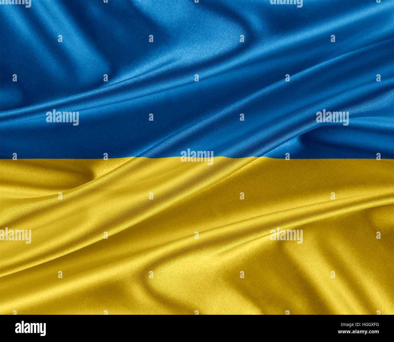 Ukraine flag with a glossy silk texture Stock Photo - Alamy