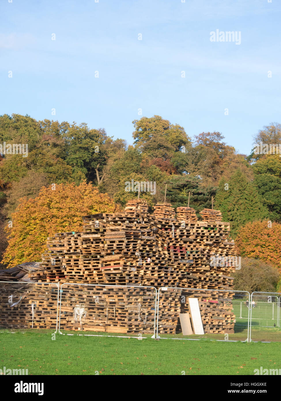 Pile of Wooden Pallets forming an Unlit Bonfire Pile, Himley Hall ...