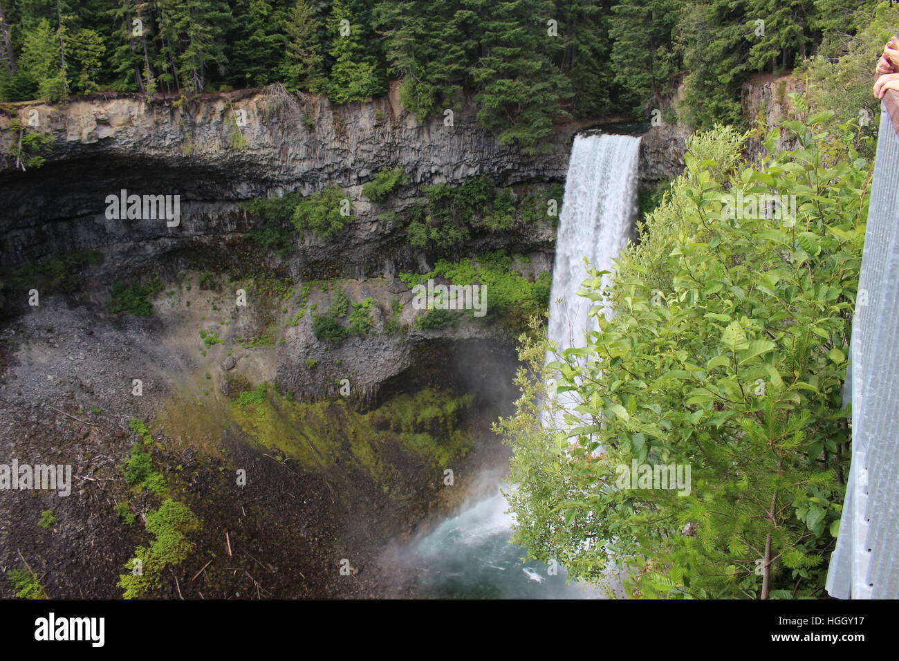 Waterfall against a cliff surrounded by forest Stock Photo - Alamy