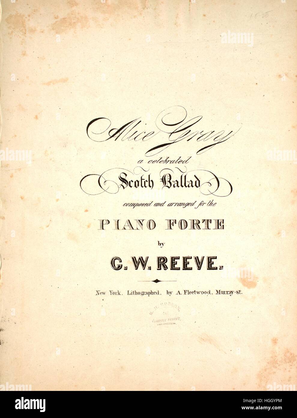 Sheet music cover image of the song 'Alice Gray A Celebrated Scotch ...