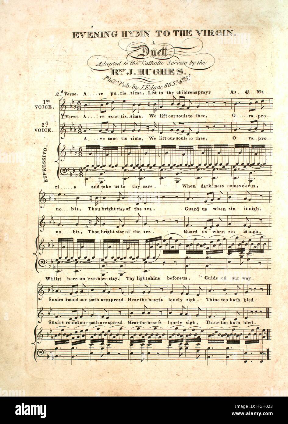 Sheet Music Cover Image Of The Song Evening Hymn To The Virgin A Duett
