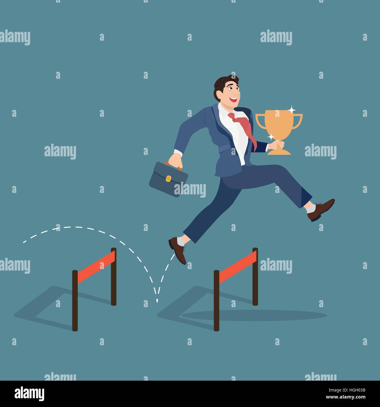 Businessman jumping over obstacle with cup Stock Vector Image & Art - Alamy