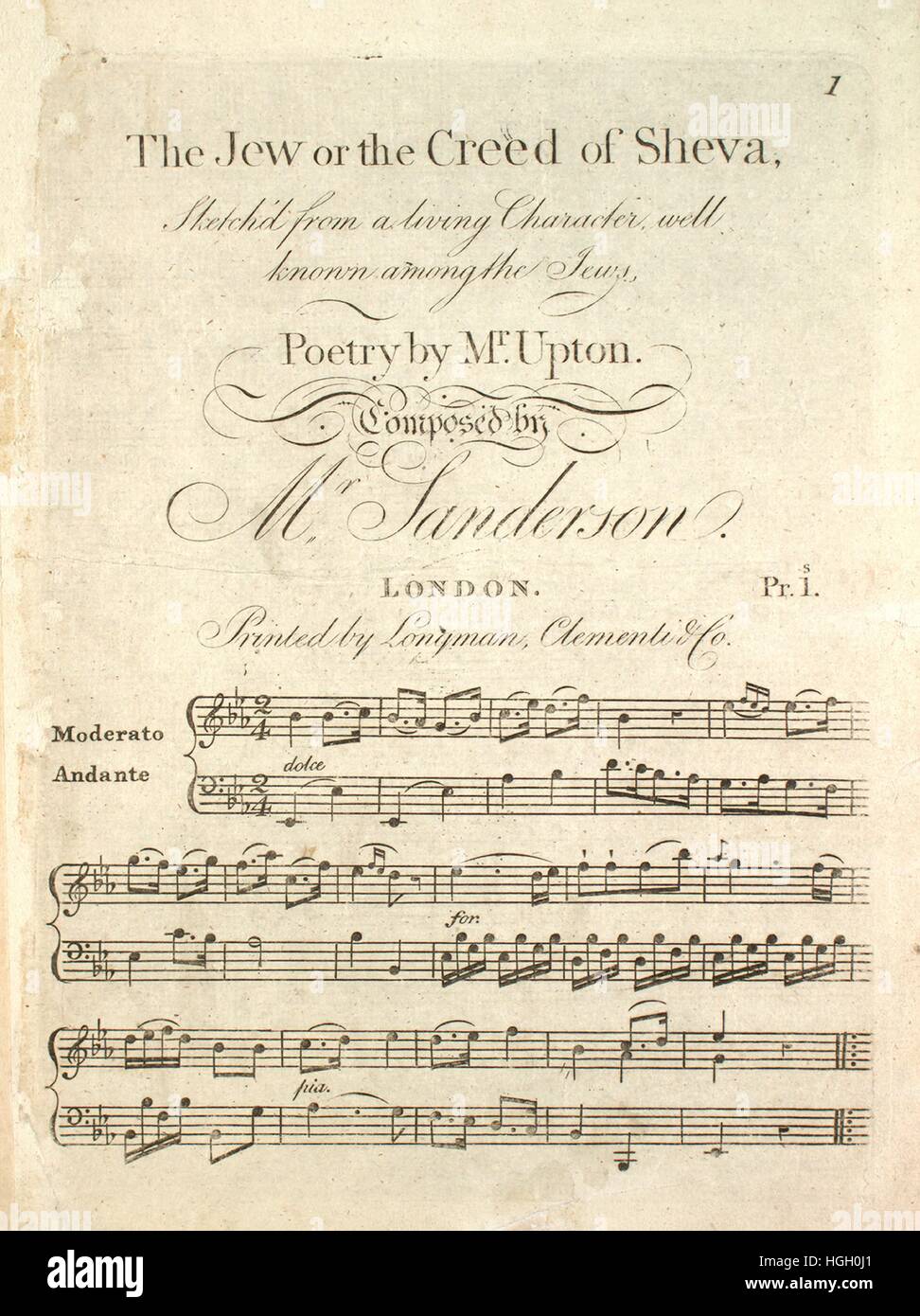 Sheet music cover image of the song 'The Jew or the Creed of Sheva ...